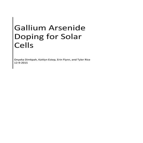 Gallium Arsenide Doping for Solar Cells | PDF