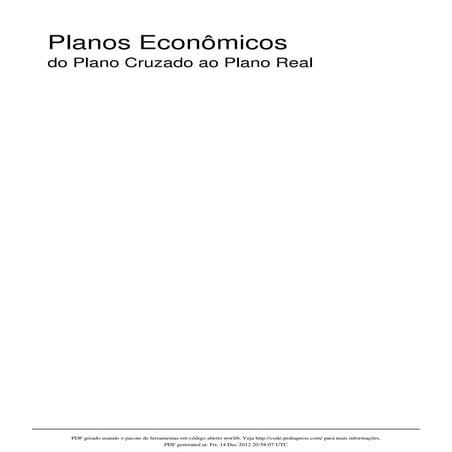 Planos econômicos do plano cruzado ao plano real | PDF