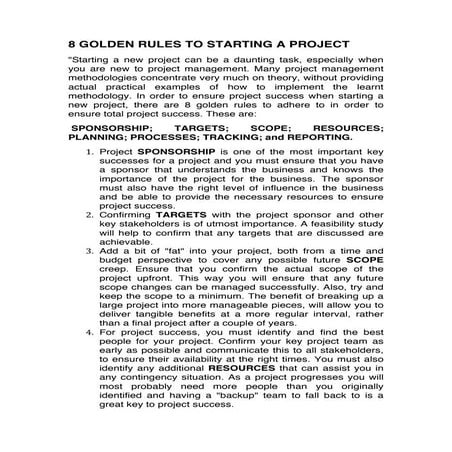 8 golden rules to starting a project | PDF