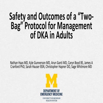 Safety and Outcomes of a “Two-Bag” Protocol for Management of DKA in ...