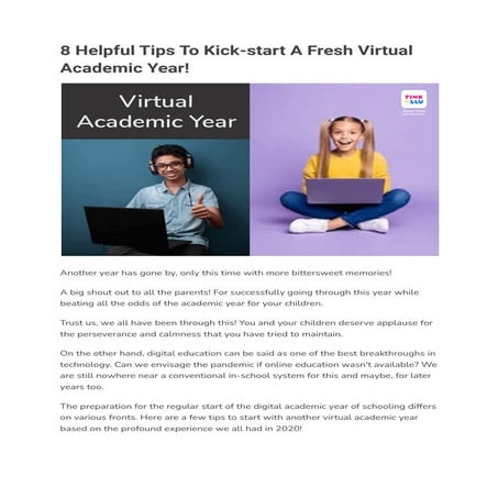 8 helpful tips to kick start a fresh virtual academic year | PDF