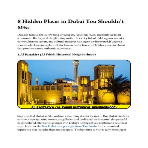 8 Hidden Places in Dubai You Shouldn’t Miss | DOCX