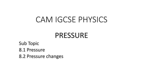 Pressure | PPT | Physics | Science
