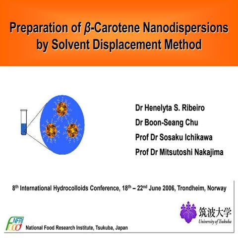 Preparation of beta-carotene nanoemulsions by solvent-displacement ...