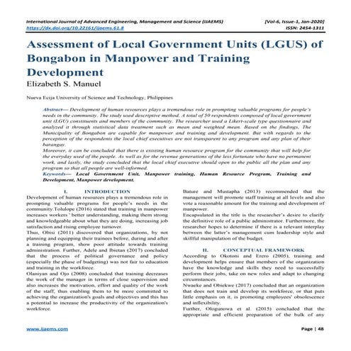 Assessment of Local Government Units (LGUS) of Bongabon in Manpower and ...