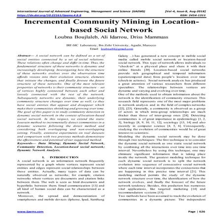 Incremental Community Mining In Location Based Social Network Pdf
