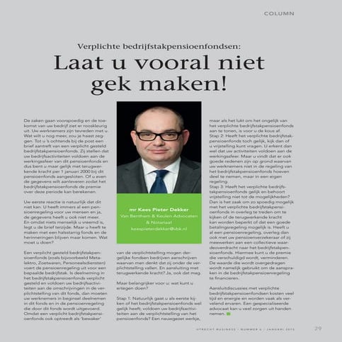 Verplichte bedrijfstakpensioenfondsen; laat u niet gek maken | PDF