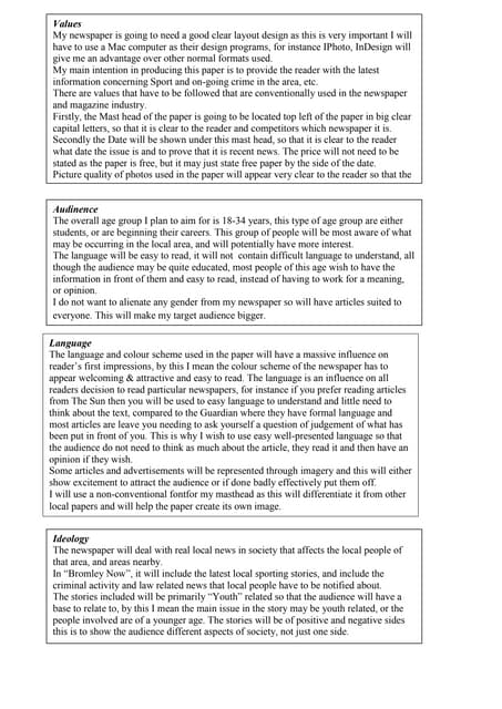 Newspaper target audience feedback. | DOC
