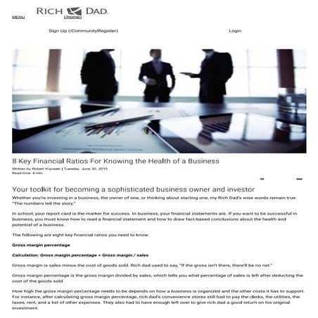 8 key financial ratios for knowing the health of a business | PDF