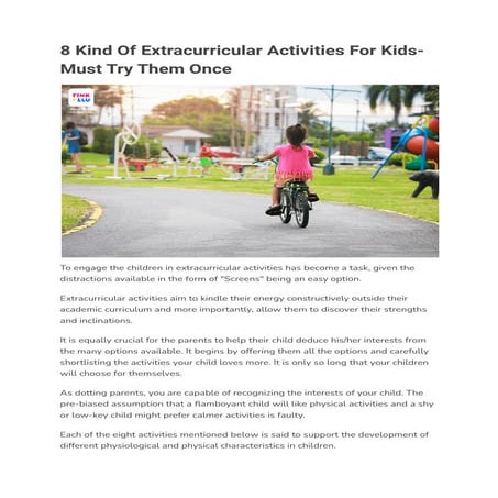 8 kind of extracurricular activities for kids must try them once | PDF