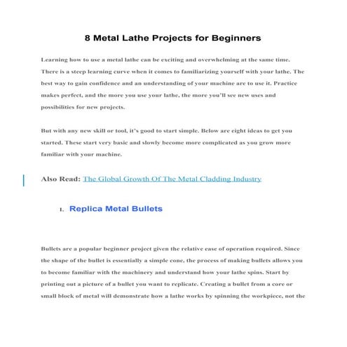 8 metal lathe projects for beginners | PDF