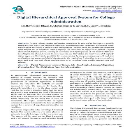 Digital Hierarchical Approval System for College Administration | PDF