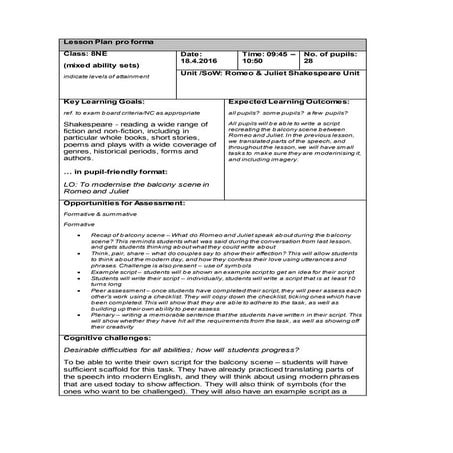 8NE Act Two Script 18.4.2016 Lesson plan | PDF