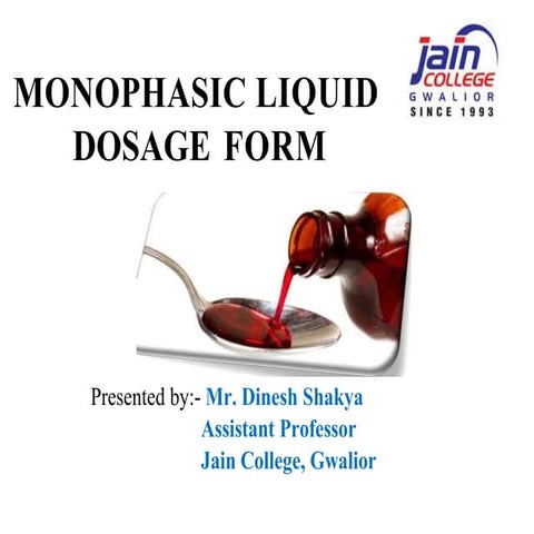 monophasic dosage form.pptx pharmaceutics | PPTX
