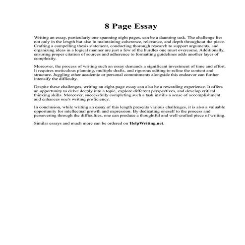 8 Page Essay | PDF | Homework and Study | Education
