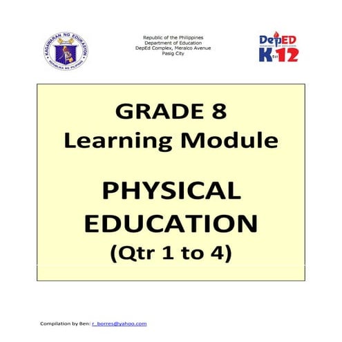 Grade 8 Learning Module in Physical Education - Complete | PDF