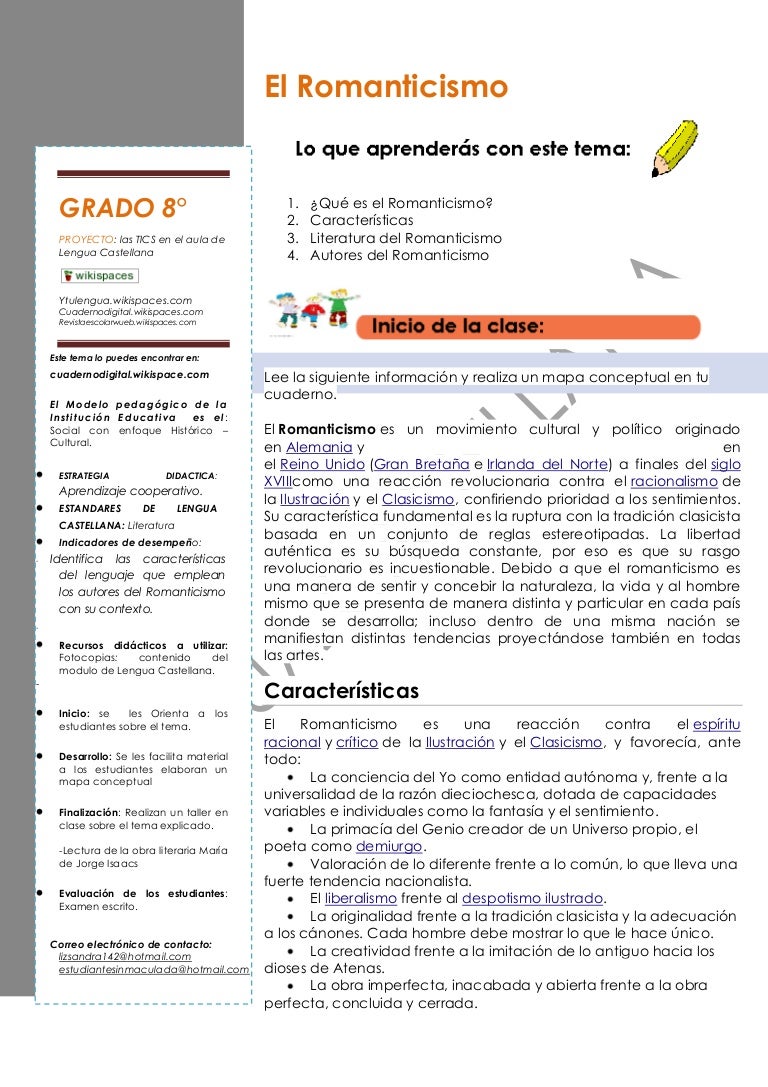 8° per 2° clase el Romanticismo