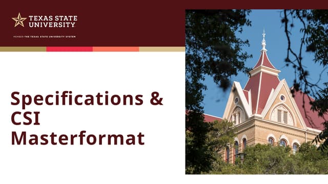 CSI MasterFormat REFERENCE DOCUMENT_20240227 | PPT