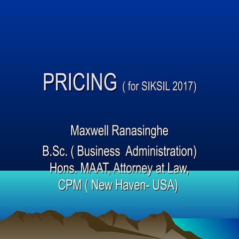 Pricing the Revenue Maker | PPT