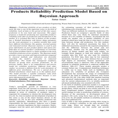 Products Reliability Prediction Model Based on Bayesian Approach | PDF