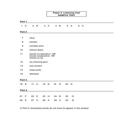8 proficiency 2013 listening test key | PDF | Standardized Testing ...