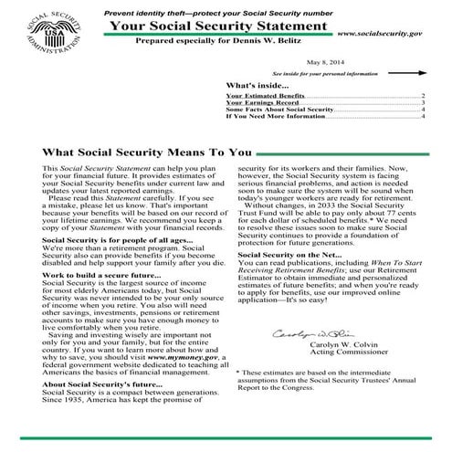 Your social security_statement | PDF | Government Support and Welfare ...