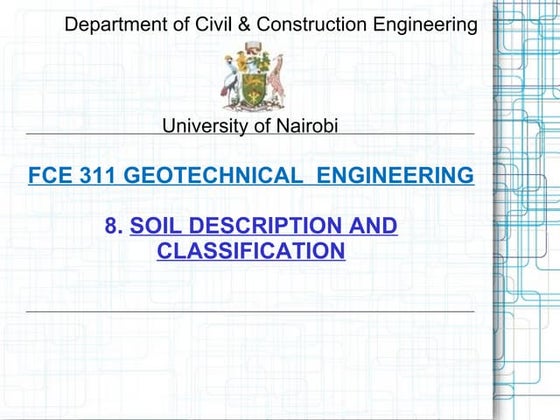 Geotechnical Engineering-I [Lec #11: USCS & AASHTO] | PPSX | Civil Engineering Industry | Industries