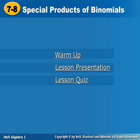 8 Special Products of Polynomials and its ideas | PPT