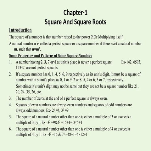 Mathematics Class 8 Square Roots Methods .pptx | Free Download