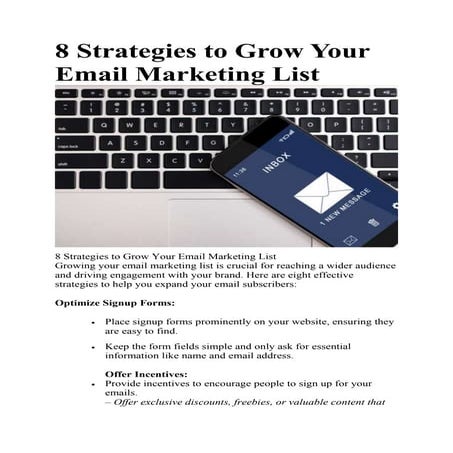 Outstanding Email Marketing Examples of List Growth Tactics | PPTX