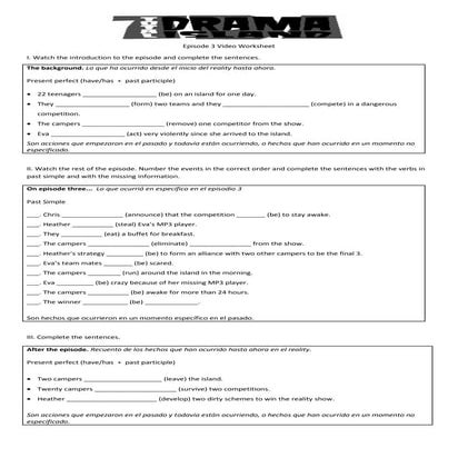TDI Episode 3 Grammar Worksheet (Present Perfect Tense) | PDF