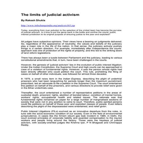 8 the limits of judicial activism infochange | PDF