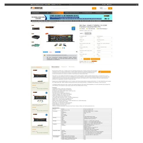 8th Gen. Intel® i7-8565U 10 COM Fanless Industrial Mini PC MNHO-082 | PDF