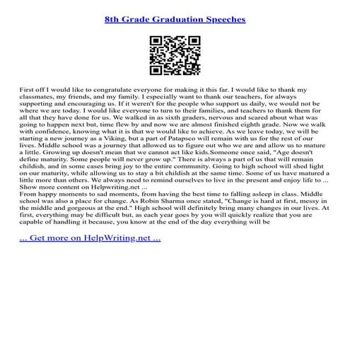 8Th Grade Graduation Speeches | PDF