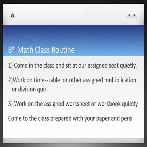 8th grade math class routine | PPT
