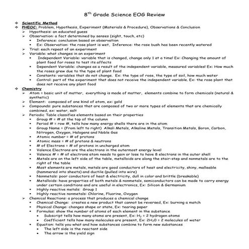 8th grade science eog review 2013 | PDF