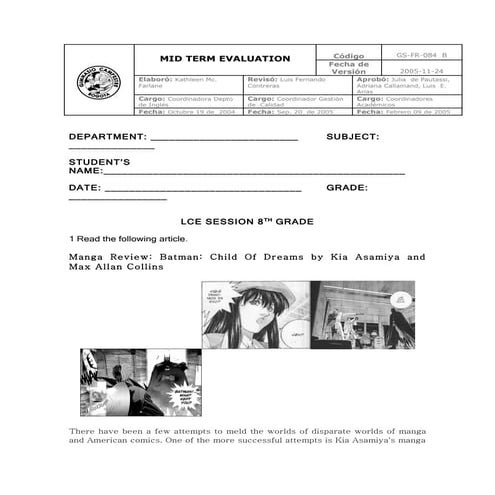 8th lce wokshop 2nd bim 2011 | DOC