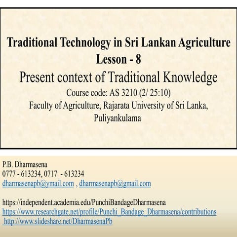 8th lesson 2020 present context of traditional knowledge | PPT