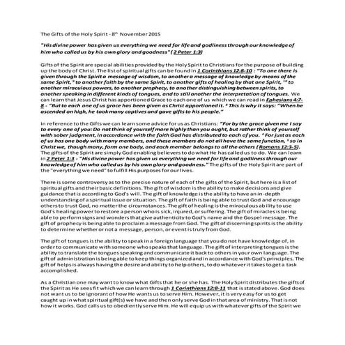 8th november 2015 the holy spirit in the christian | PDF