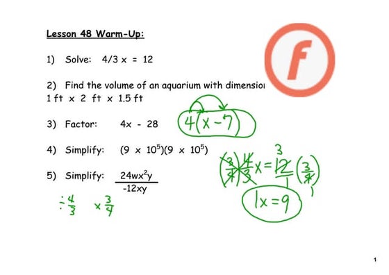 8th PreAlg - March14 | PPT