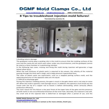 8 tips to troubleshoot injection mold failures -dgmf mold clamps co ...