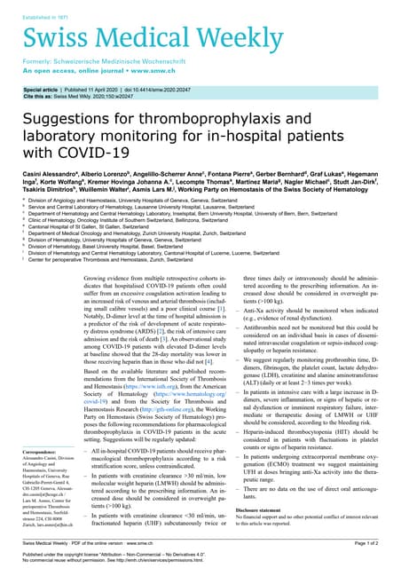 The Coagulation Profile Monitoring of COVID-19 Patients with Standard ...