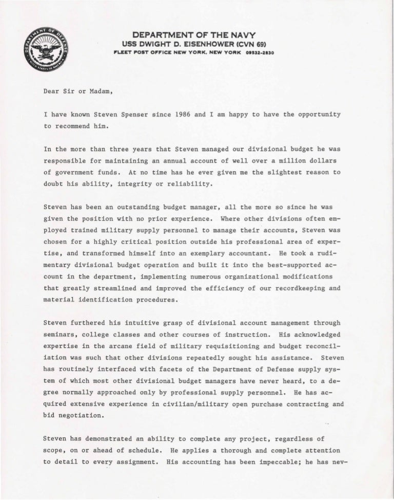 U S Navy Letter Of Recommendation 1 U S Navy Letter Of Recommendation 1