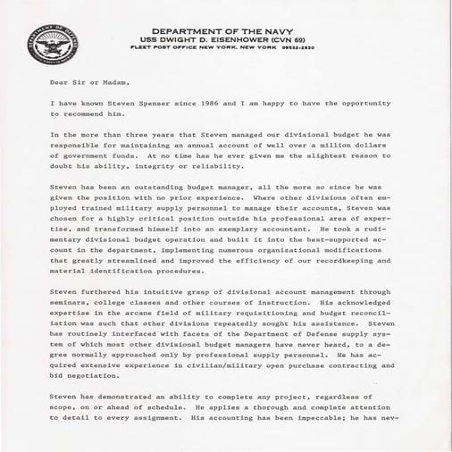 U.S. Navy letter of recommendation #1 | PDF