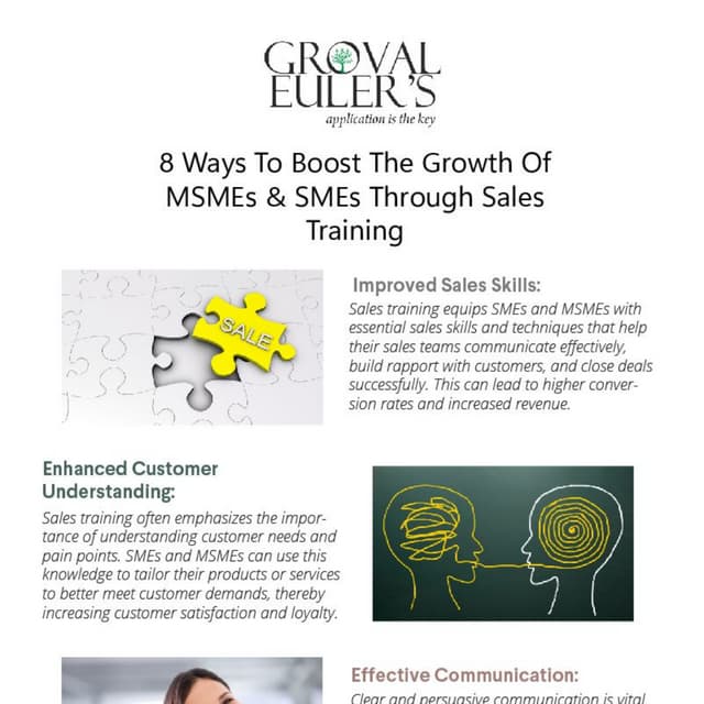 8 Ways To Boost The Growth Of MSMEs & SMEs Through Sales Training | PDF