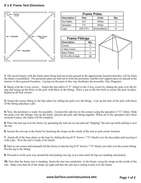 10 x 30 Frame Tent Installation Instructions | PDF | Track and Field ...