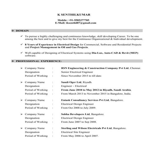 8 Years of Experience in Electrical Field | DOC