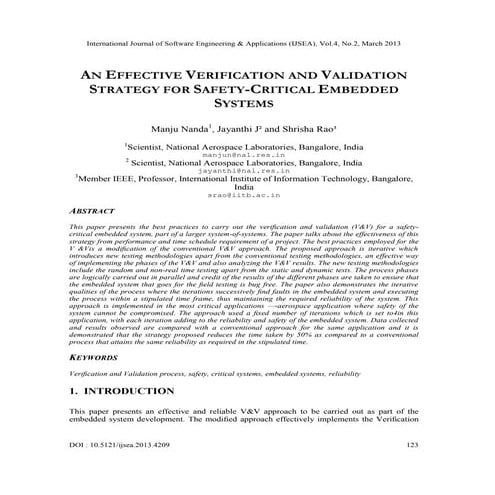 An Effective Verification And Validation Strategy For Safety Critical