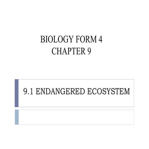 Biology Form 4 Chapter 9 - 9.1 Endangered Ecosystem | PPT