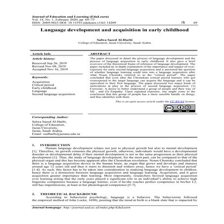 Language development and acquisition in early childhood | PDF